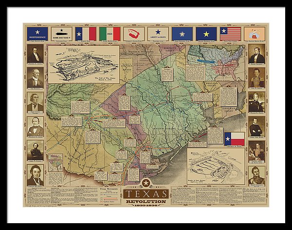 Texas Revolution Map - Framed Print – horseflydesign