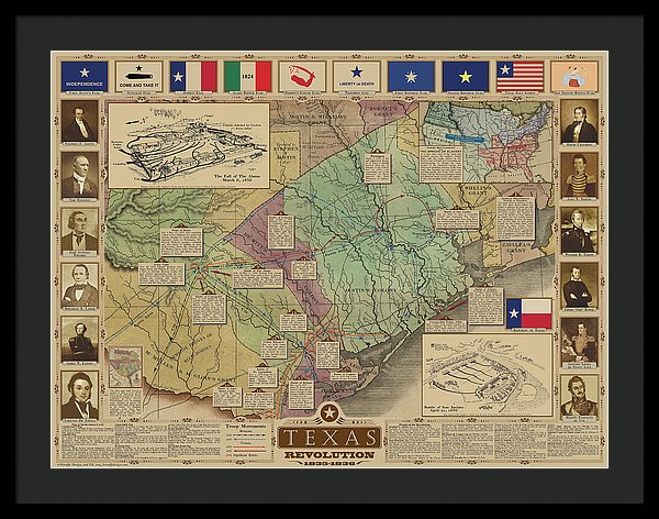 Texas Revolution Map - Framed Print – horseflydesign