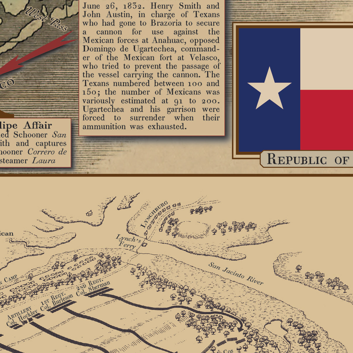 Texas Revolution Map - Art Print – horseflydesign